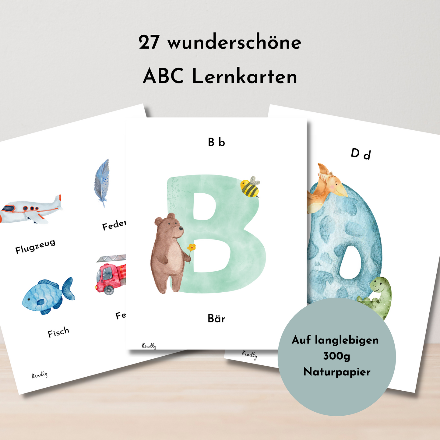 27 ABC Lernkarten FDin A6 Naturpapier für Schulkinder und ...