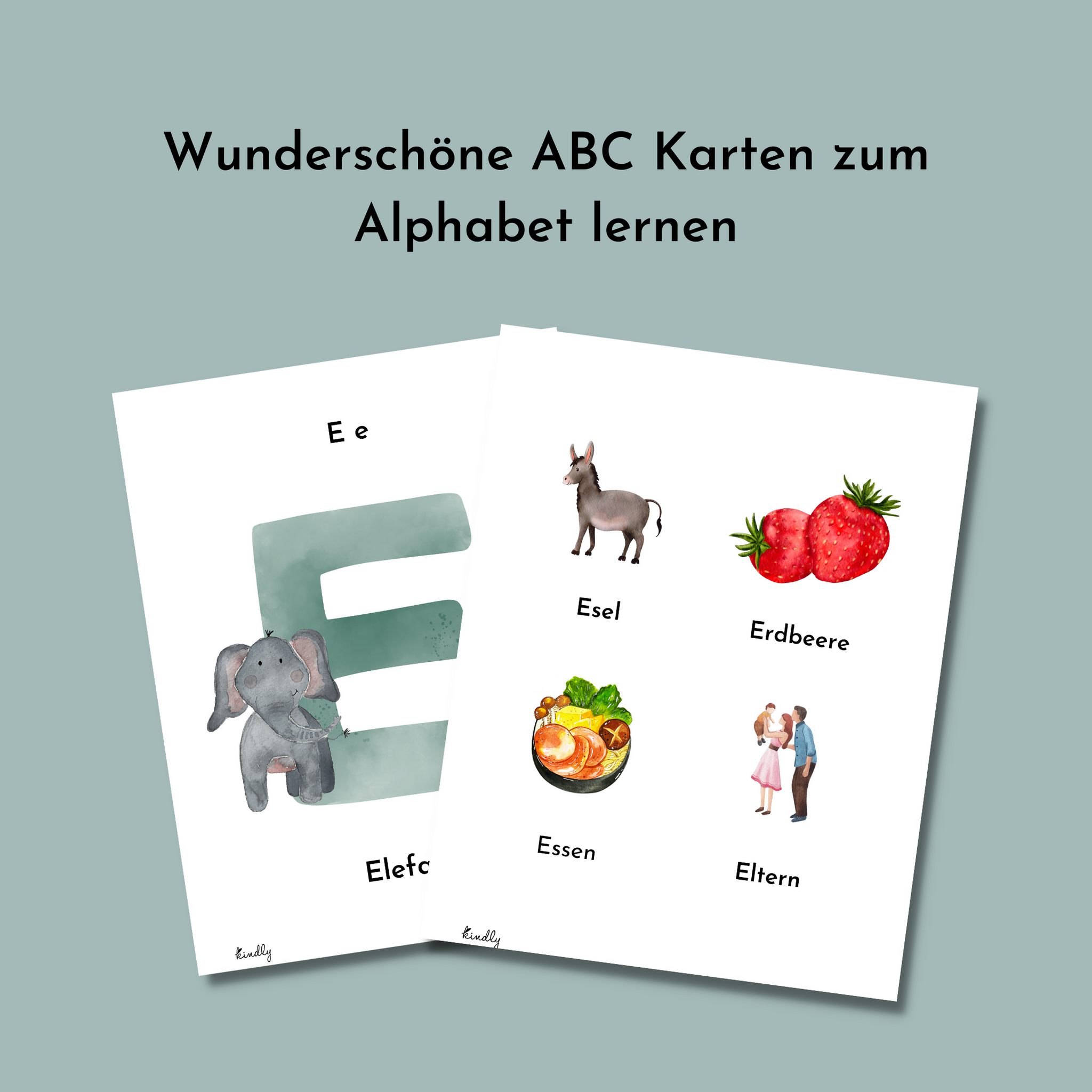 27 ABC Lernkarten FDin A6 Naturpapier für Schulkinder und ...